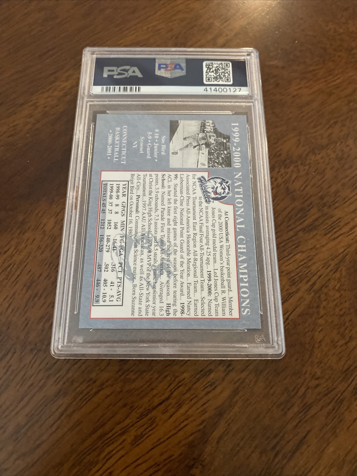 2000 UNIVERSITY OF CONNECTICUT WOMEN SUE BIRD ROOKIE PSA 10 POP 1 2002 ...