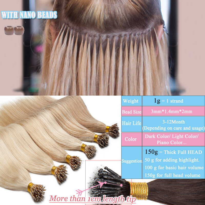 Invisible Rings Nano Rings 2.5mm Links Beads Tip 100 Real Human Hair ...