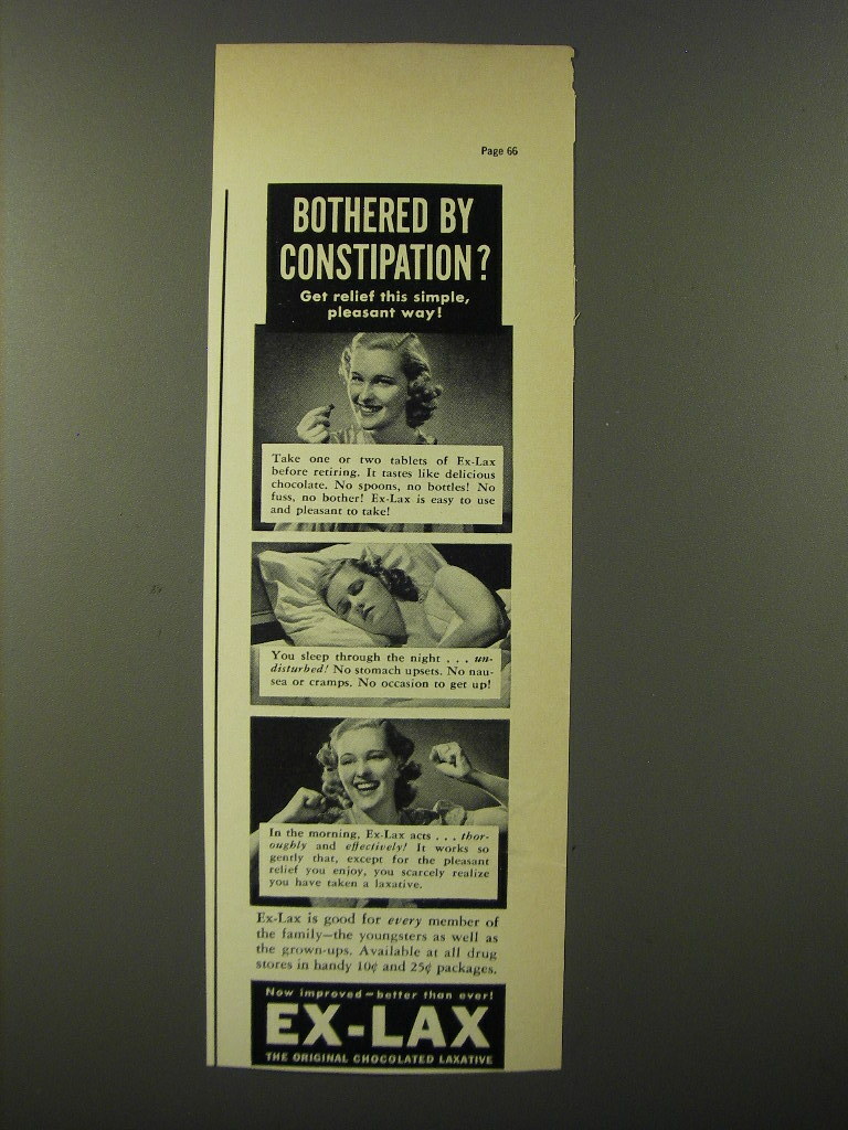 1938 Ex-Lax Medicine Ad - Bothered by Constipation? | eBay