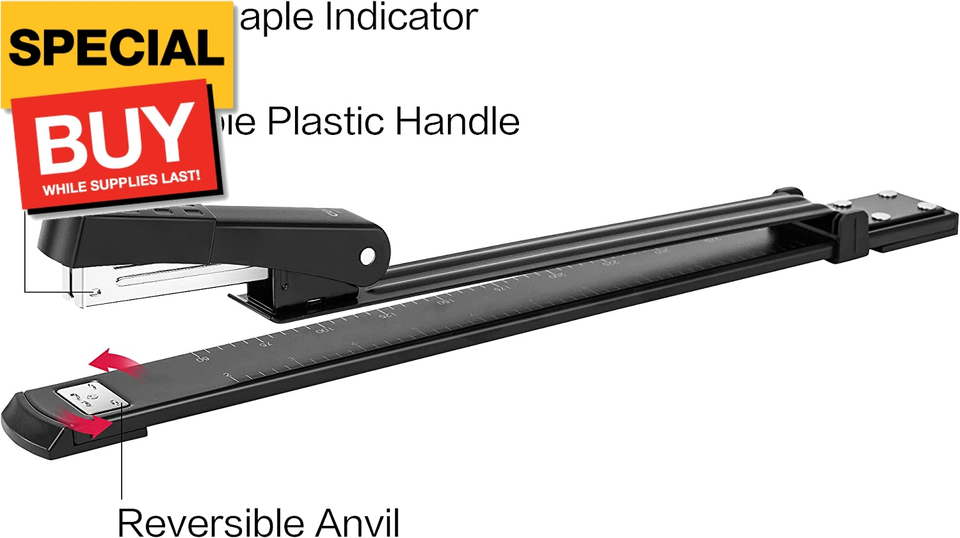 Long Reach Stapler, 20 Sheet Capacity, Long Arm Standard Staplers for ...