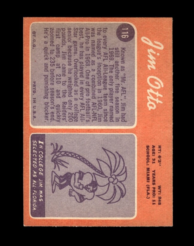 1970 Topps Set-Break #116 Jim Otto EX-EXMINT *GMCARDS* | eBay