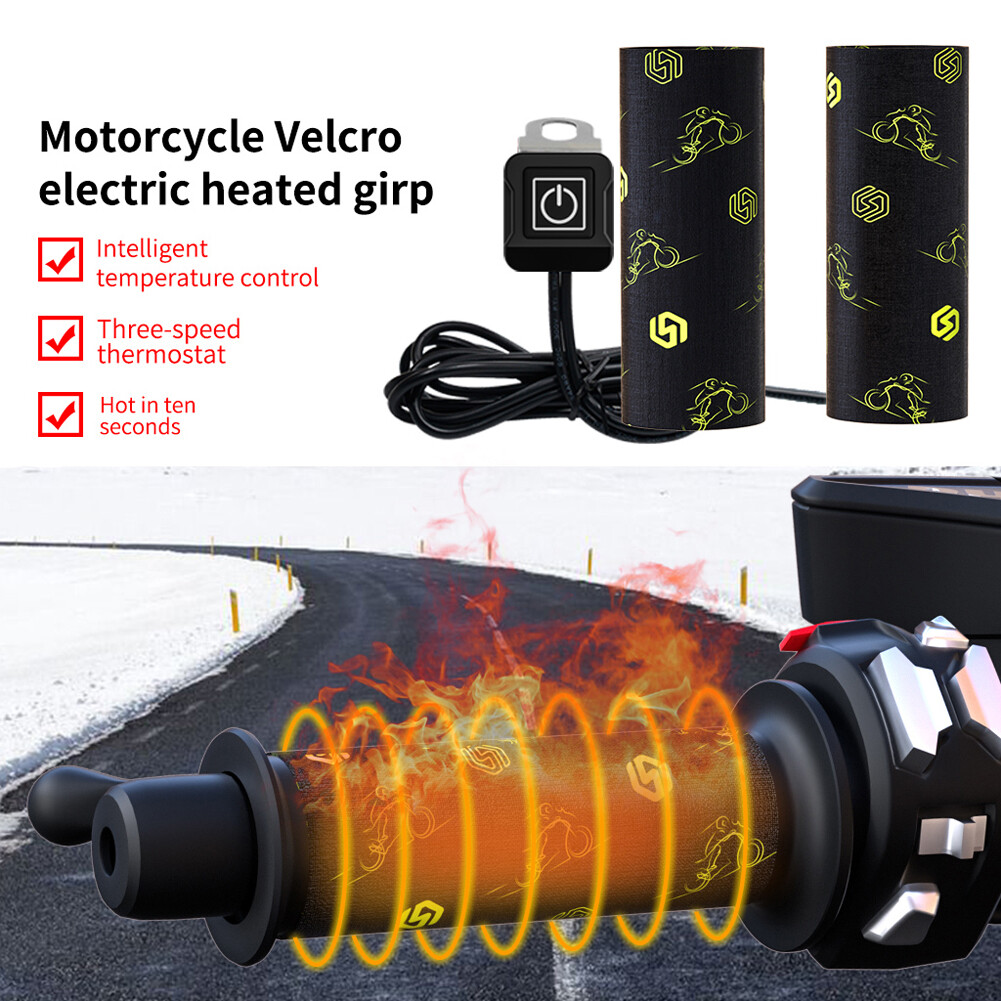 12V Motorcycle Heated Handle Grips 3 Gear Warmer Kit Smart Temperature ...