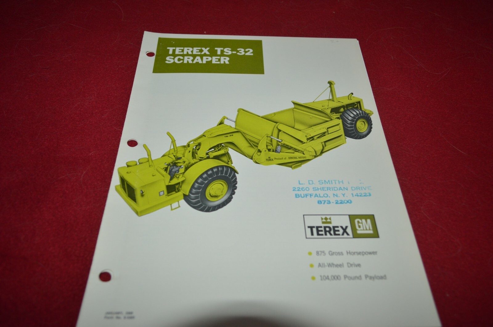 Terex TS-32 Scraper For 1969 Dealer's Brochure DCPA11 | eBay