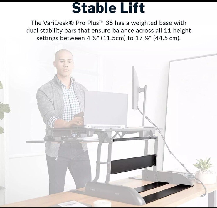 VARIDESK Pro Plus 36" Dual Monitor Adjustable Standing Desk Converter ...