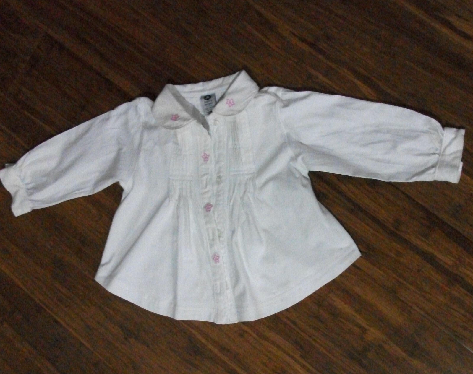 JK Girl's White Long Sleeve Smock Top with Embroidered Flowers - Size 0 ...