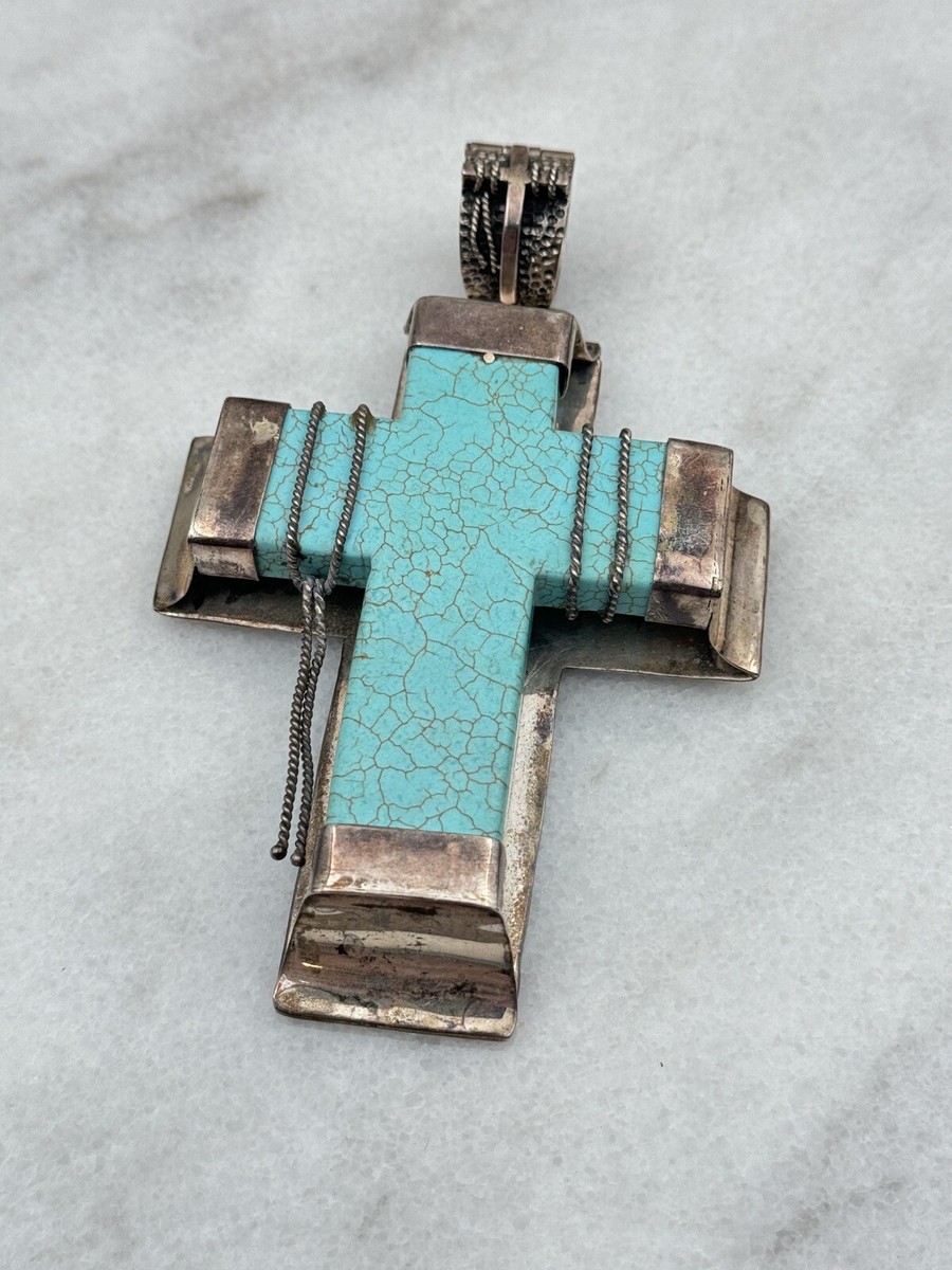 Silver And Turquoise Cross Turquoise Cross Pendant – Garland's