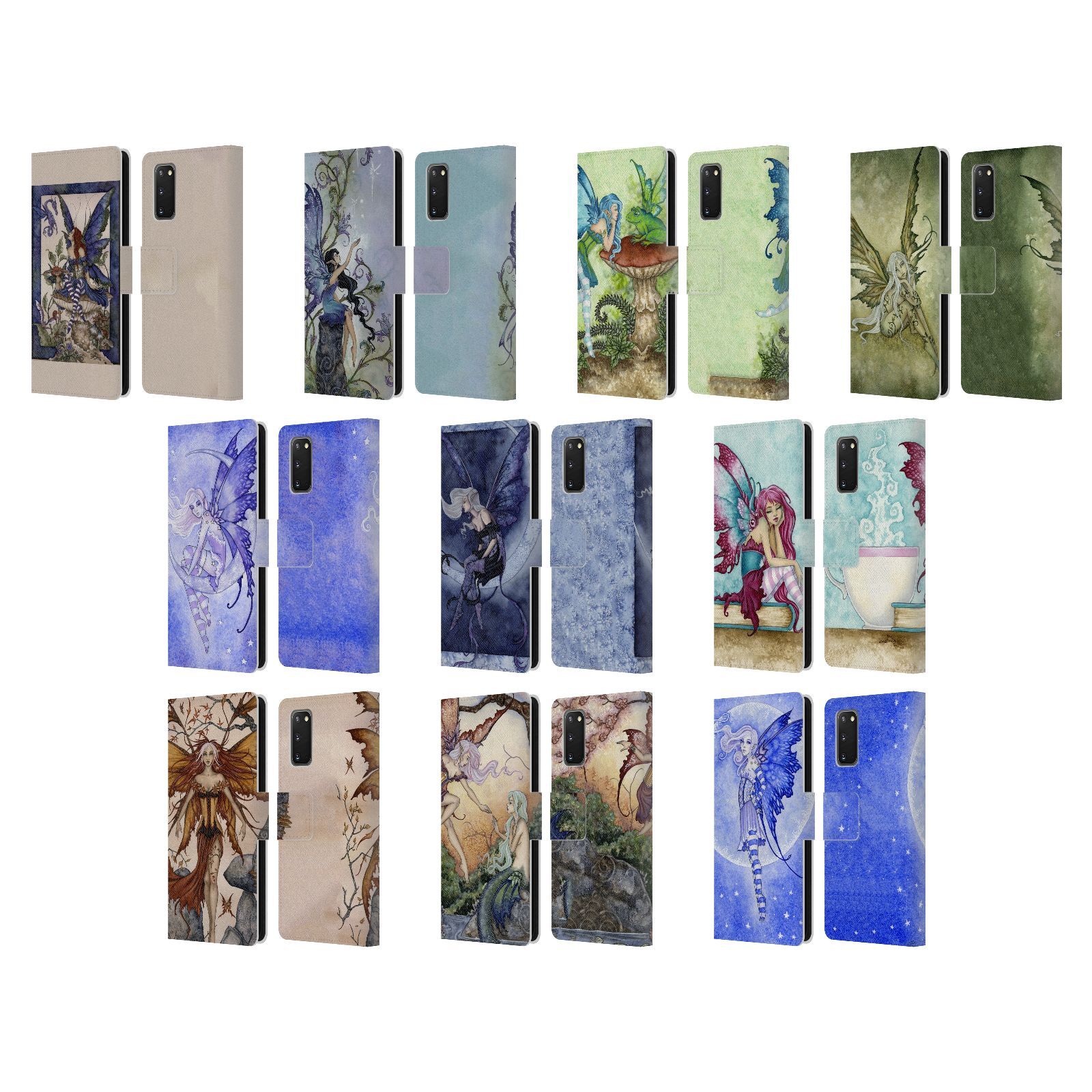 OFFICIAL AMY BROWN PIXIES LEATHER BOOK WALLET CASE COVER FOR SAMSUNG ...