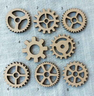 4cm MDF Steampunk Cogs Wooden Decoration Card Making Crafting Laser cut ...