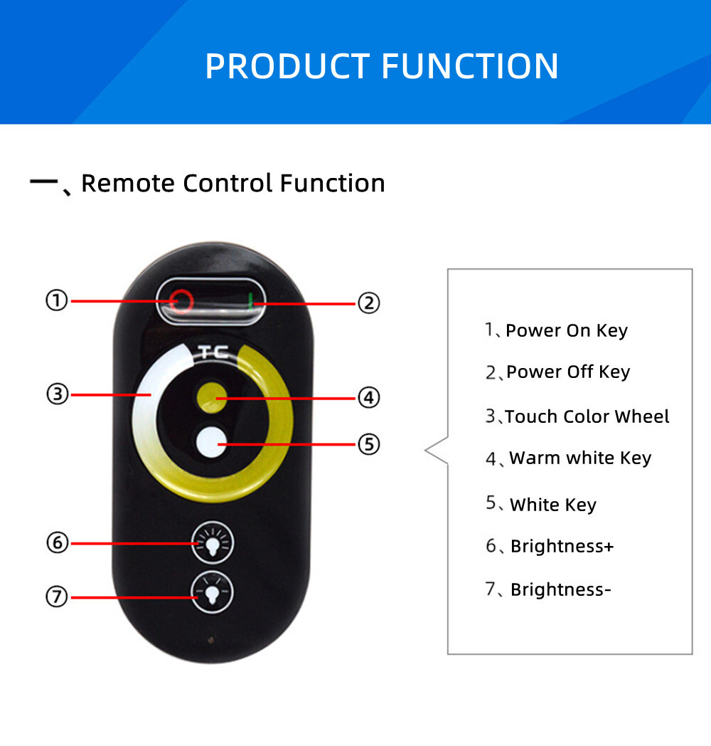Touch LED Controller DC12V-24V For RGB Dimmer Single Color CCT LED ...