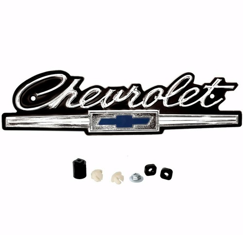 1966 Chevy Impala Grille Emblem - Chevrolet Script Chrome w/ Hardware ...