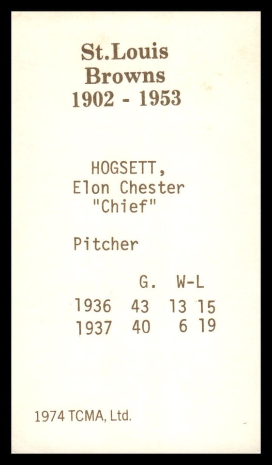 Elon Hogsett 1974-75 TCMA St. Louis Browns #NNO Signed Auto Baseball ...