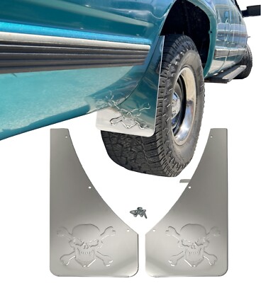 Universal Mud Flaps Stainless Steel Skulls Style Splash Guards 2PCS NEW ...