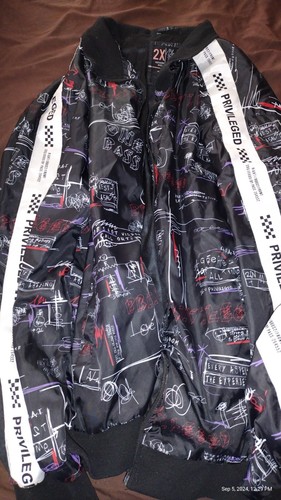 Bleecker and Mercer Mens Jacket White Graffiti Graphics Sz 2XL full zip ...