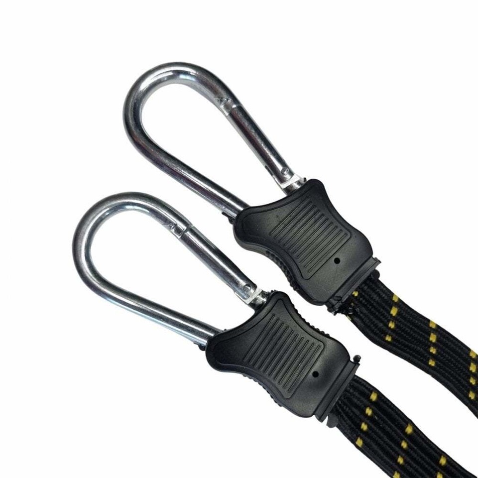 Rolson 1200mm Flat D-Shape Carabiner Snap Hook Elastic Bungee Cord | eBay