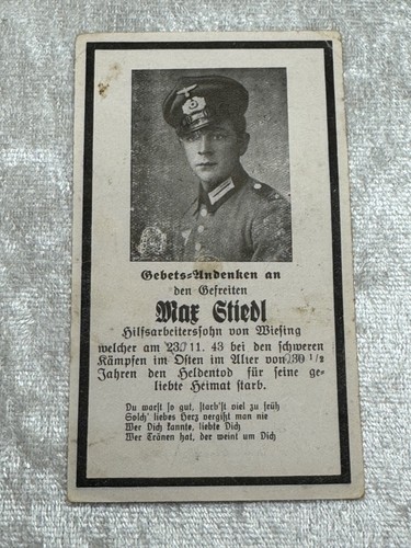 ORIGINAL GERMAN STERBEBILD DEATH CARD NAMED TO "STIEDL" | eBay
