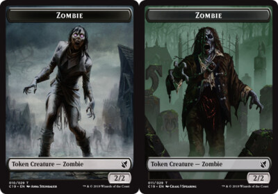 1x Zombie Token (010) // Zombie Token (011) - Commander 2019 - Near ...