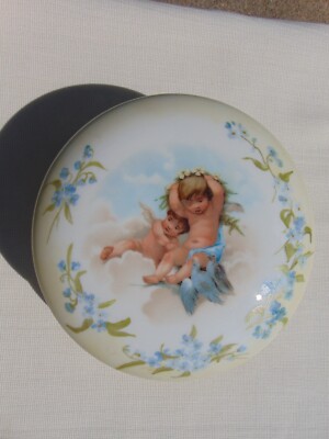 Antique D &C France Limoges Signed Hand Painted Cherub Porcelain Powder ...