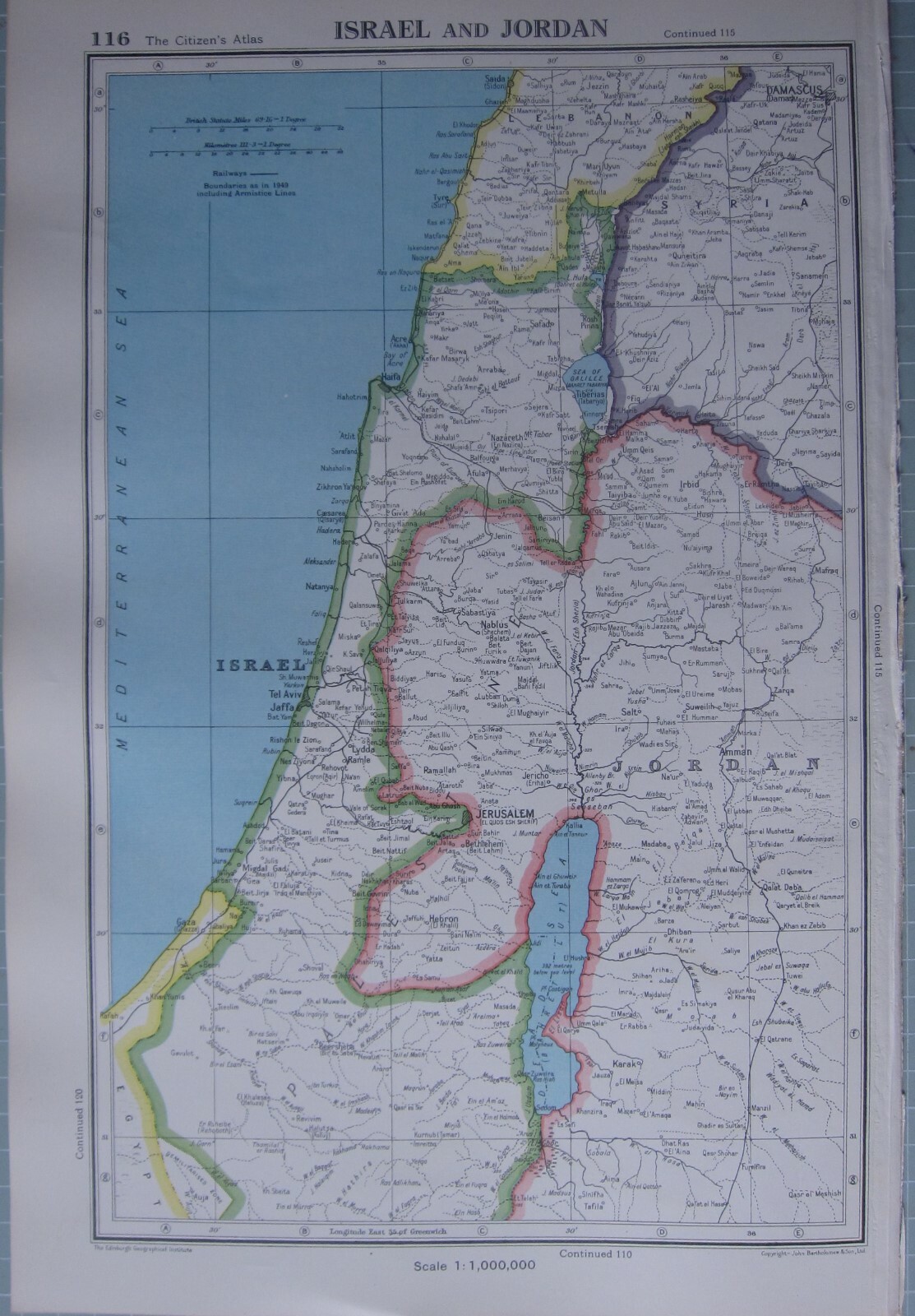 1952 MAP ISRAEL & JORDAN JERUSALEM NABLUS TEL AVIV JAFFA | eBay UK