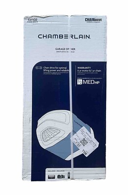 Chamberlain C2102 1/2HP Durable Chain Drive Garage Door Opener with MED ...