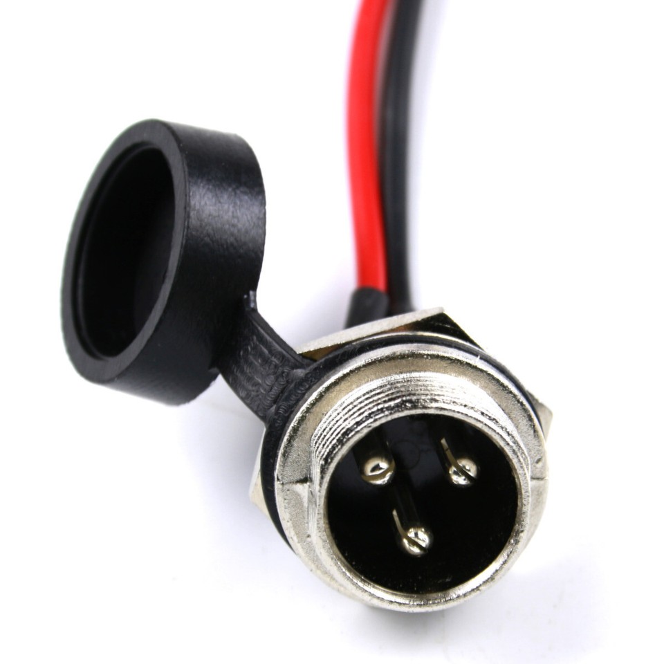 3 Pin Battery Charger Connector Charging Socket 2 Wires W/ Cap Electric ...