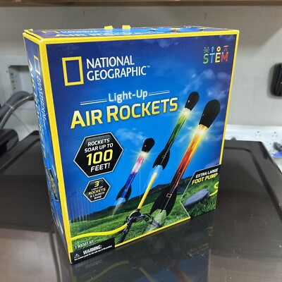 National Geographic 3 Light-Up LED Air Rockets and Launch Base STEM | eBay