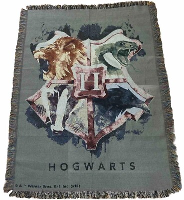 Harry Potter Hogwarts Crest Woven Tapestry Throw Blanket Afghan Wall ...