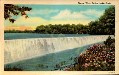 Vintage postcard Waste Weir Indian Lake Ohio Scenic Waterfall View | eBay