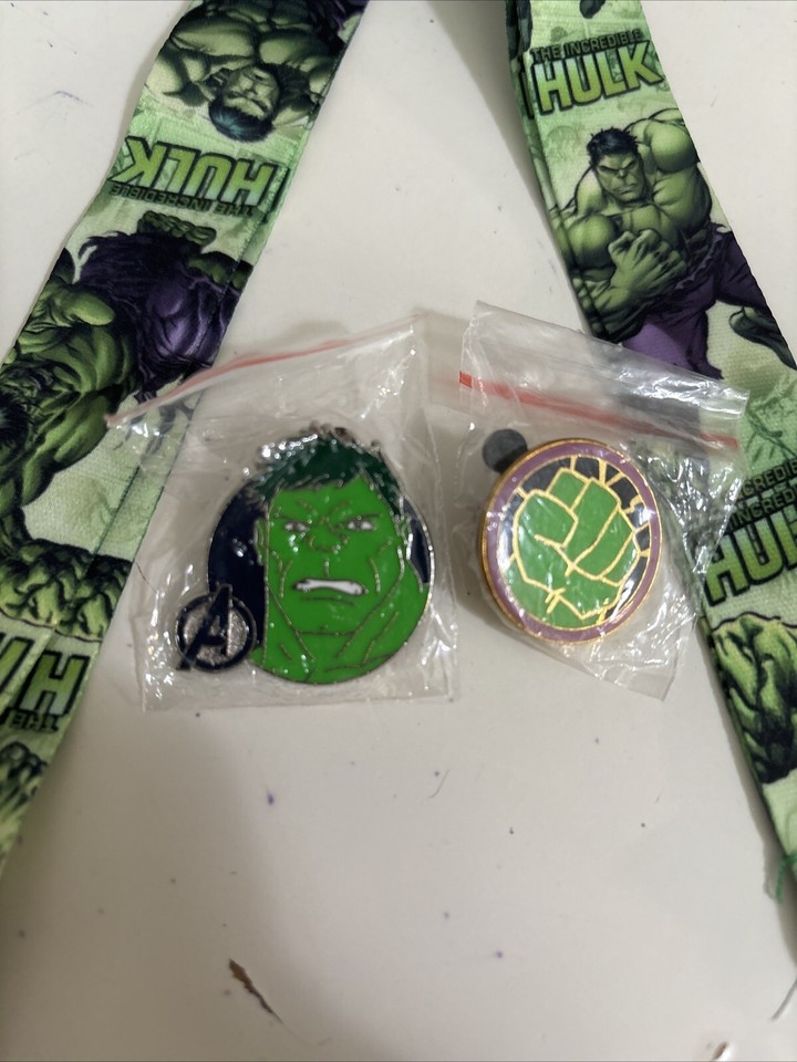 Disney MARVEL Incredible Hulk only Pins lot of 2 w/Lanyard! | eBay
