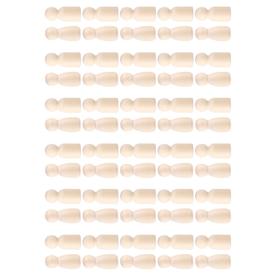 60pcs Unpainted Drawing Toy DIY Graffiti Peg Dolls Unfinished Wooden ...