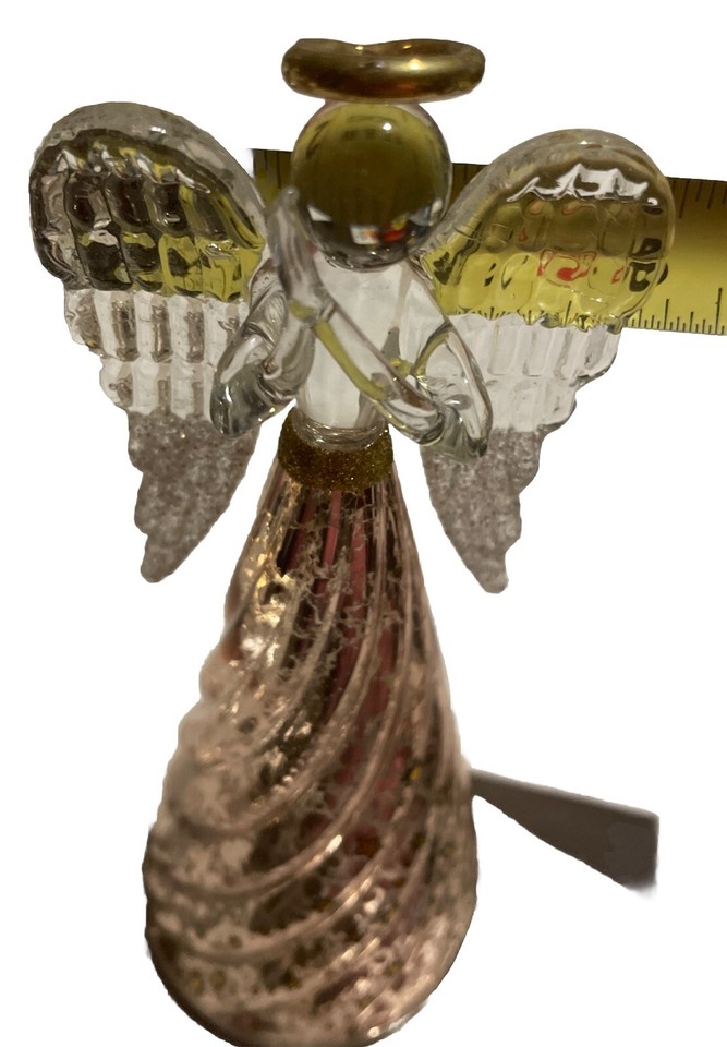 Radiant Light Mercury Glass Angel Figurine Lights Up with Switch ...