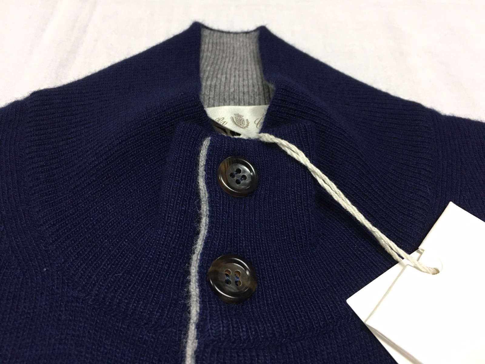 DELLA CIANA Vest Man Blue Buffer Profiles Grey 80%Wool 20%Cashmere With ...