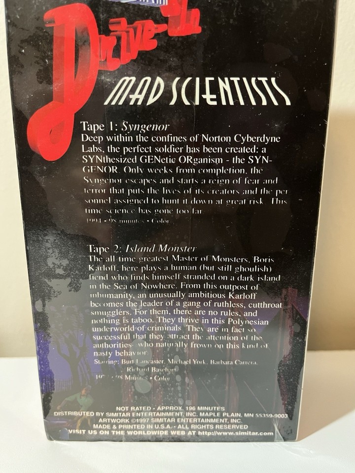 GREAT AMERICAN DRIVE-IN Mad Scientists VHS Syngenor & Island Monster ...