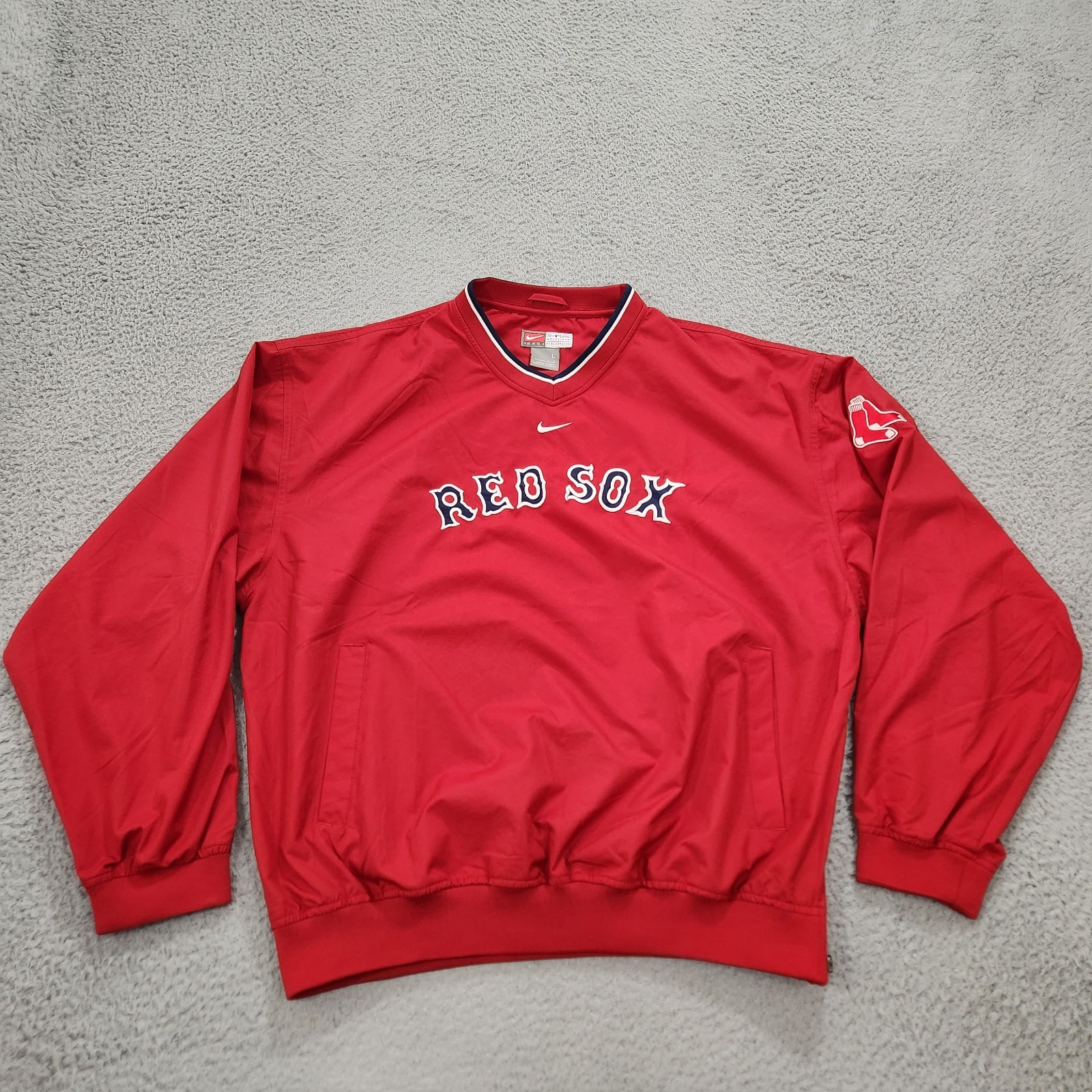 Vintage Red Sox Jacket Men Large Red Windbreaker Center Mini Swoosh MLB ...
