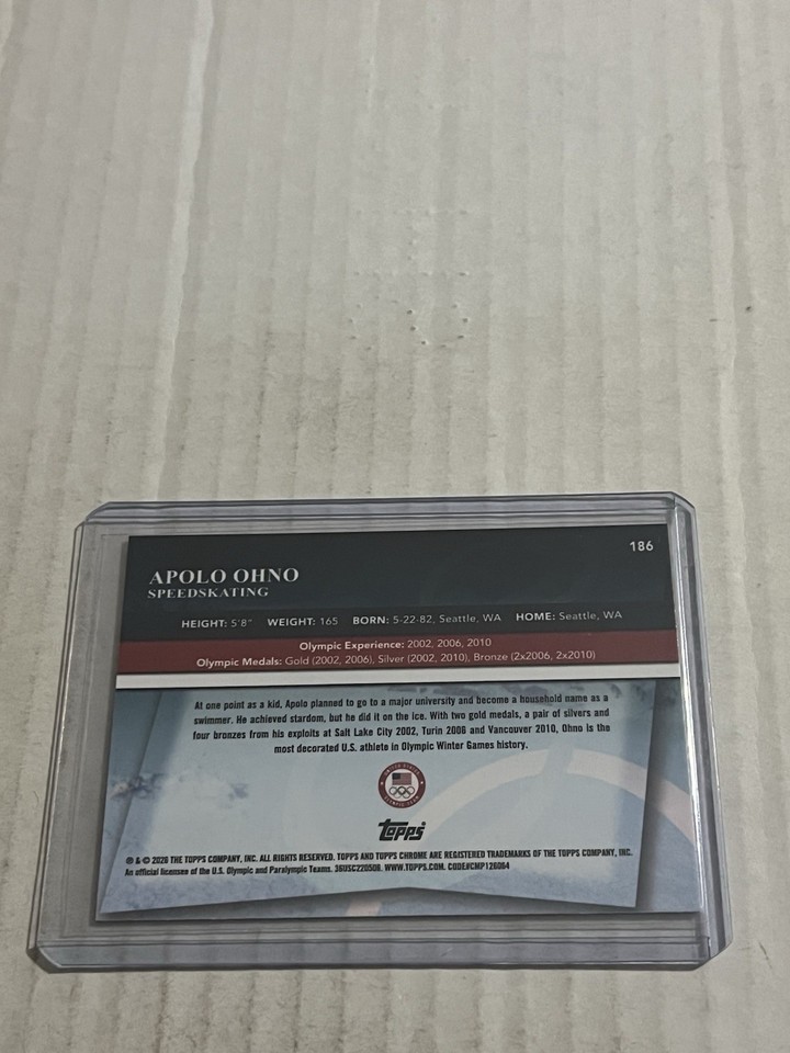 2026 Topps Chrome US Winter Olympics Apolo Ohno Base #186 | eBay UK