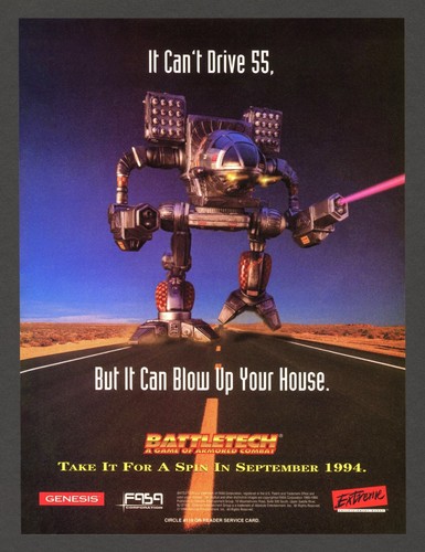 Battletech A Game of Armored Combat Sega Genesis 1994 Promo Art Ad ...