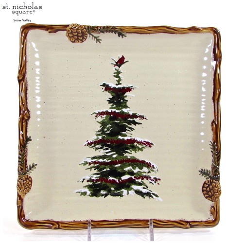St. Nicholas Square SNOW VALLEY - PINE TREE 8.75" Salad Plate Christmas ...