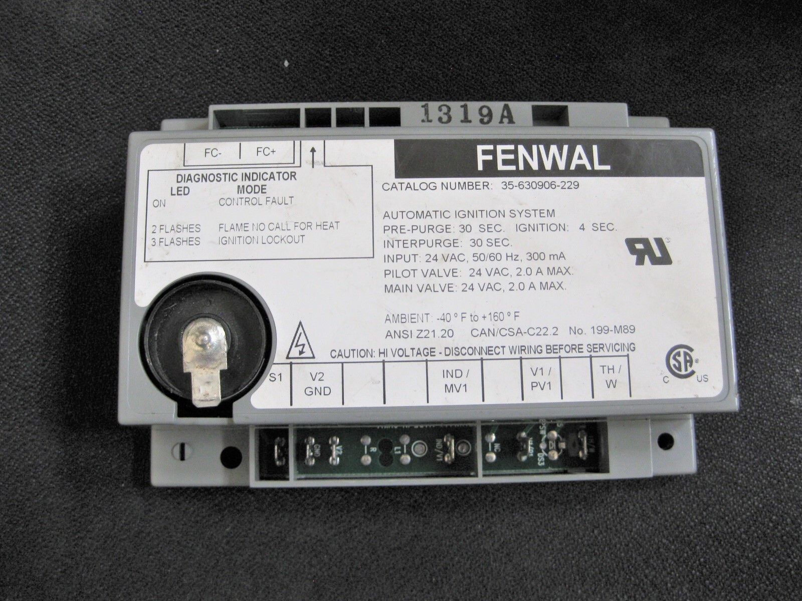 FENWAL 35-630906-229 Automatic Ignition System Control Module 199-M89 ...