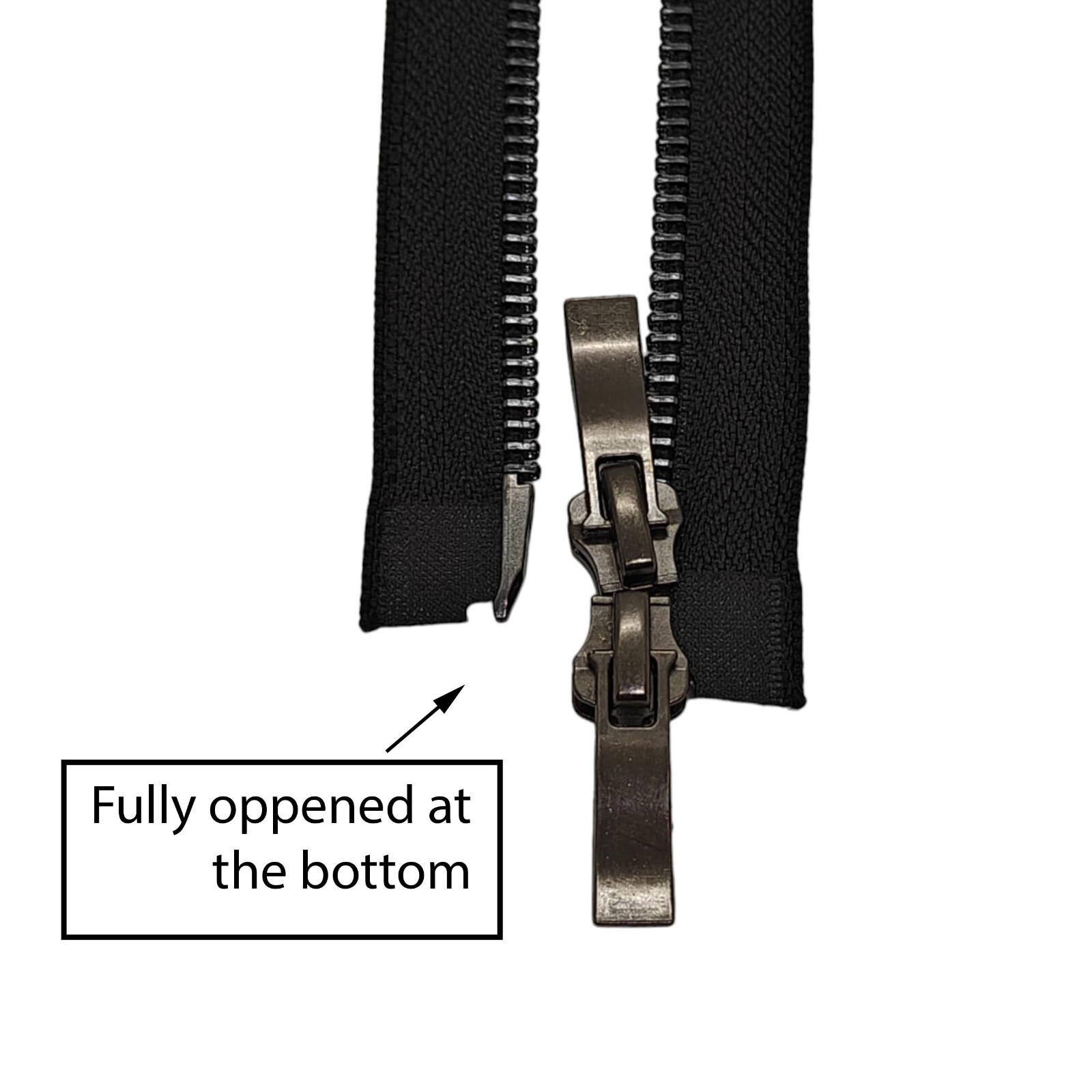 Black 2-Way Zip Black Nickel METAL Fastener Fully Open End Fastener ...