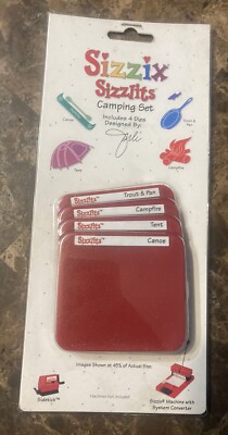 Sizzix Sizzlits Camping Dies Set 38-9691 Canoe Tent Campfire Trout ...