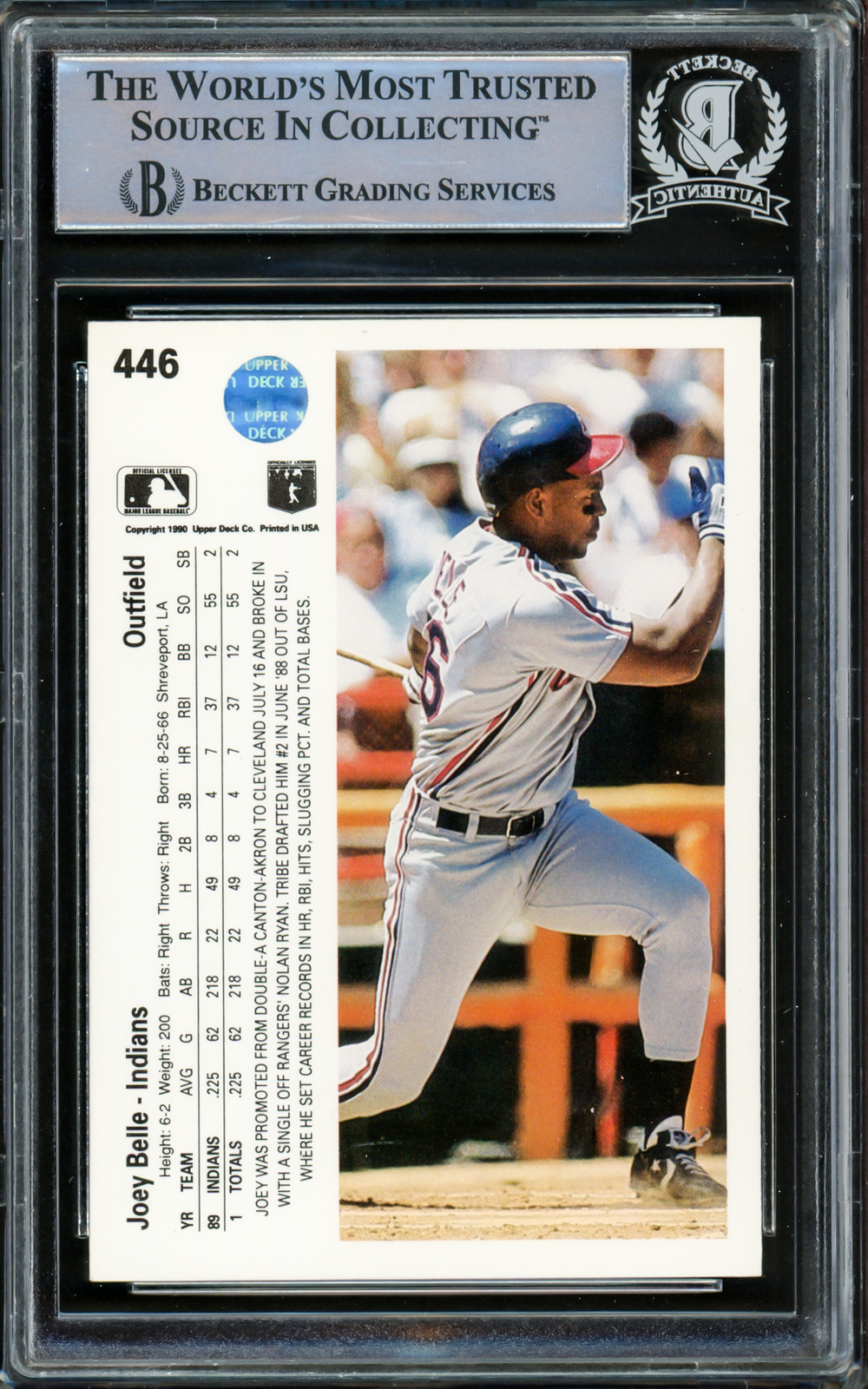 Albert Joey Belle Autographed 1990 Upper Deck Card Indians Beckett ...