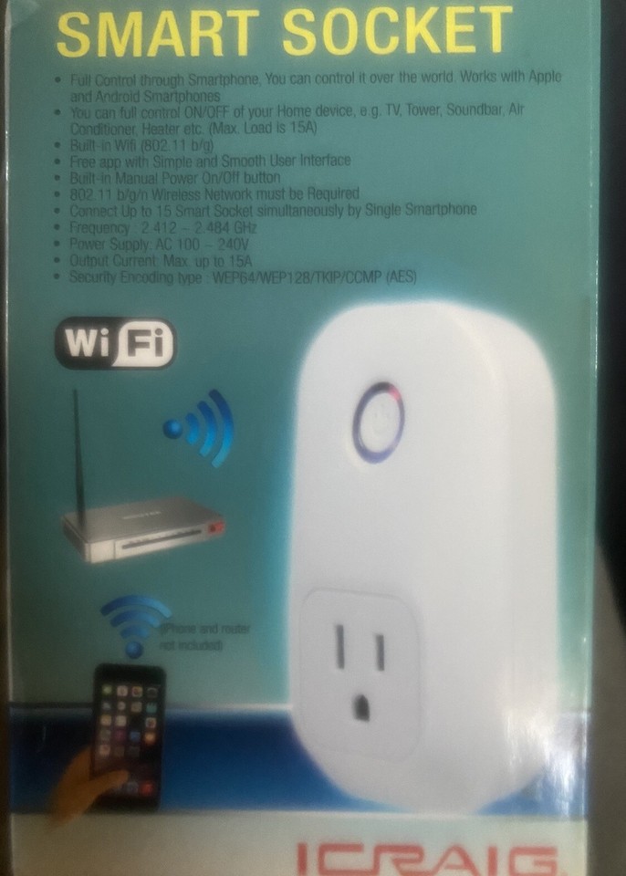 iCraig Smart Socket Built In WiFi Compatible With Smartphones- CSH301 ...