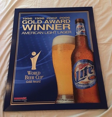 Miller Lite Mirror Gold Award Winner World Cup Bar Pub Mancave Sign ...
