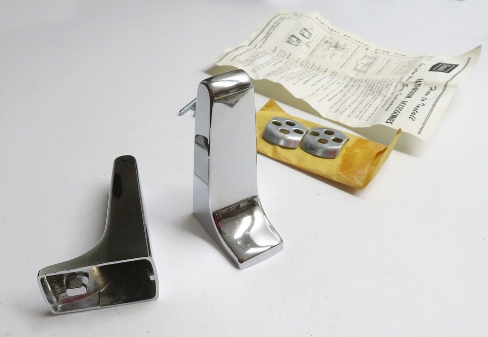 NEW Old Stock Vintage MCM Sears Roebuck Towel Bar Brackets, Chrome ...