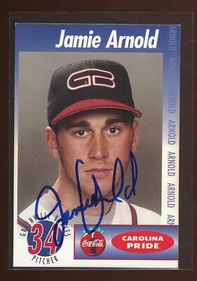 1995 Coca Cola Braves JAMIE ARNOLD Signed Card autograph auto DODGERS ...