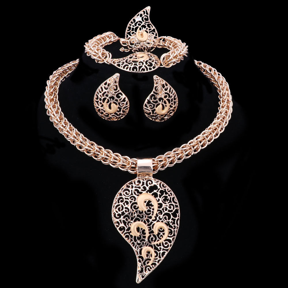 Gold Plated Water Drop with Thick Box Chain 4 pieces Jewelry Set | eBay