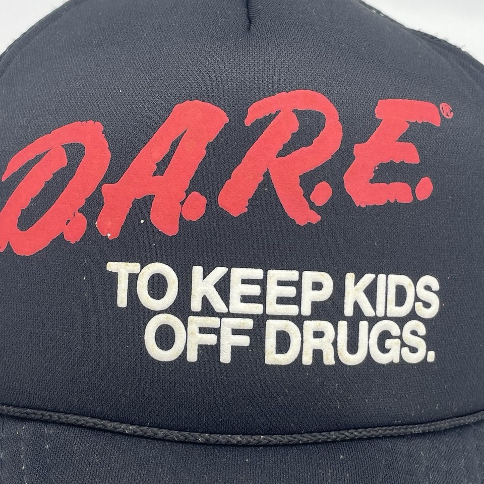 NWOT Vintage 90s DARE Trucker Hat Cap Black Snap Back To Keep Kids Off ...