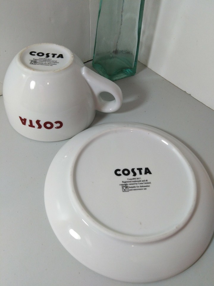 Costa Coffee Mug Cup And Saucer Medium 275ml Thick Walled 2017. | eBay UK