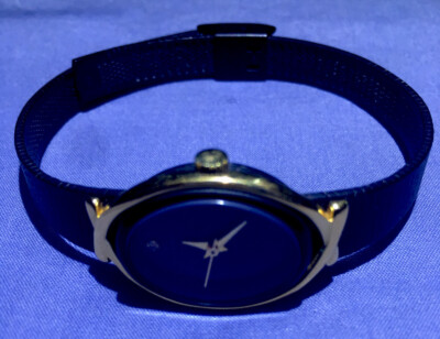 Ladies Timex Fashion Quartz Watch Diamond @ 12:00 Flat Black & Gold VTG ...