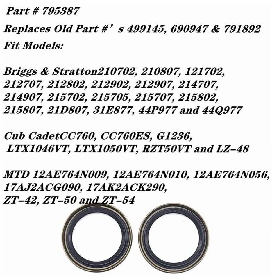 2 Pack 795387 Oil Seal Compatible with BS Replaces 499145 / 791892 ...