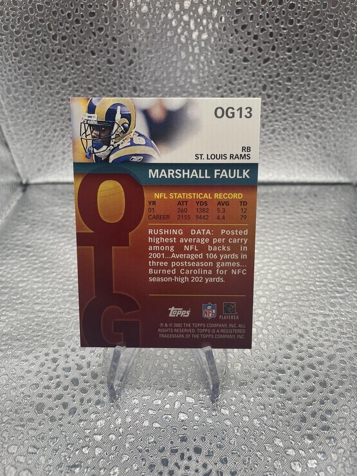 2002 TOPPS MARSHALL FAULK OWN THE GAME CARD #OG13 St Louis Los Angeles ...